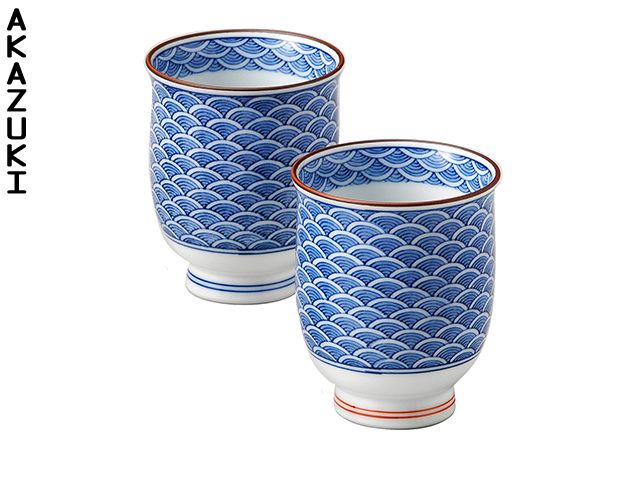 Buy porcelain seigaiha tea cups – AKAZUKI
